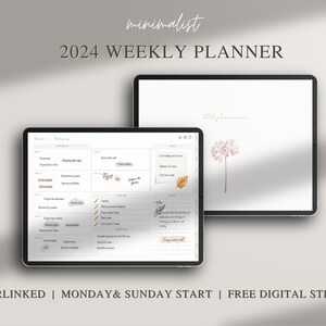 2024 Monthly Weekly Digital Planner Goodnotes Notability FREE Digital ...