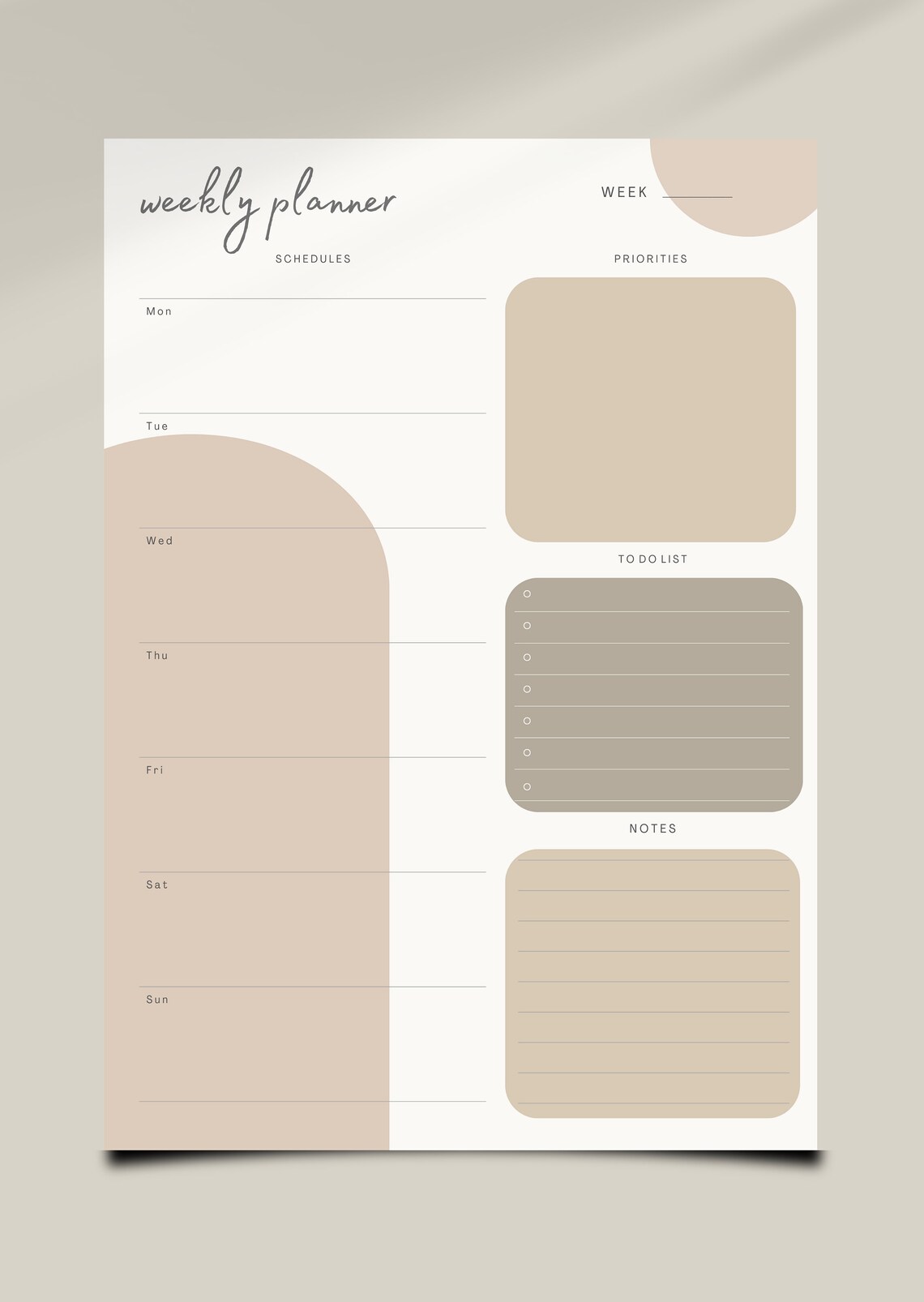 Minimalist Boho Weekly Planner: Printable Schedule (letter, A4, A5 ...