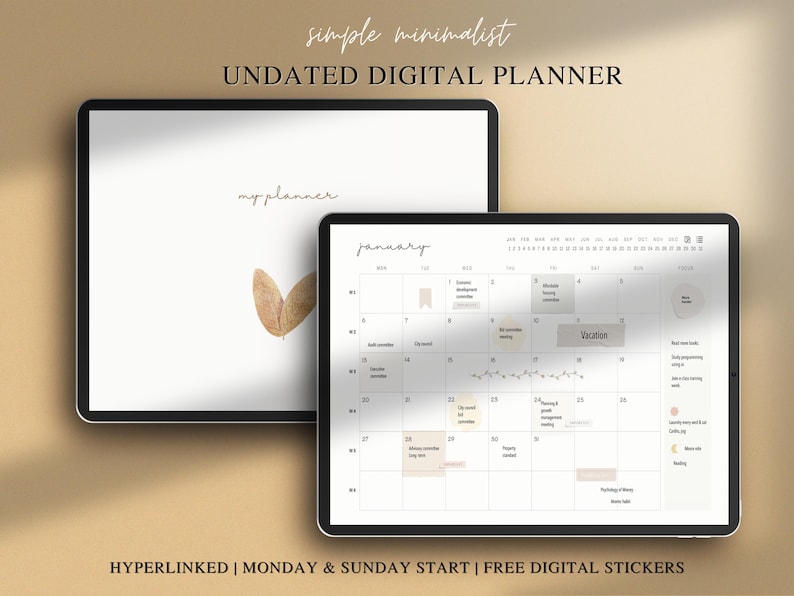 Undated Simple Minimalist Digital Planner | Goodnotes | Notability ...