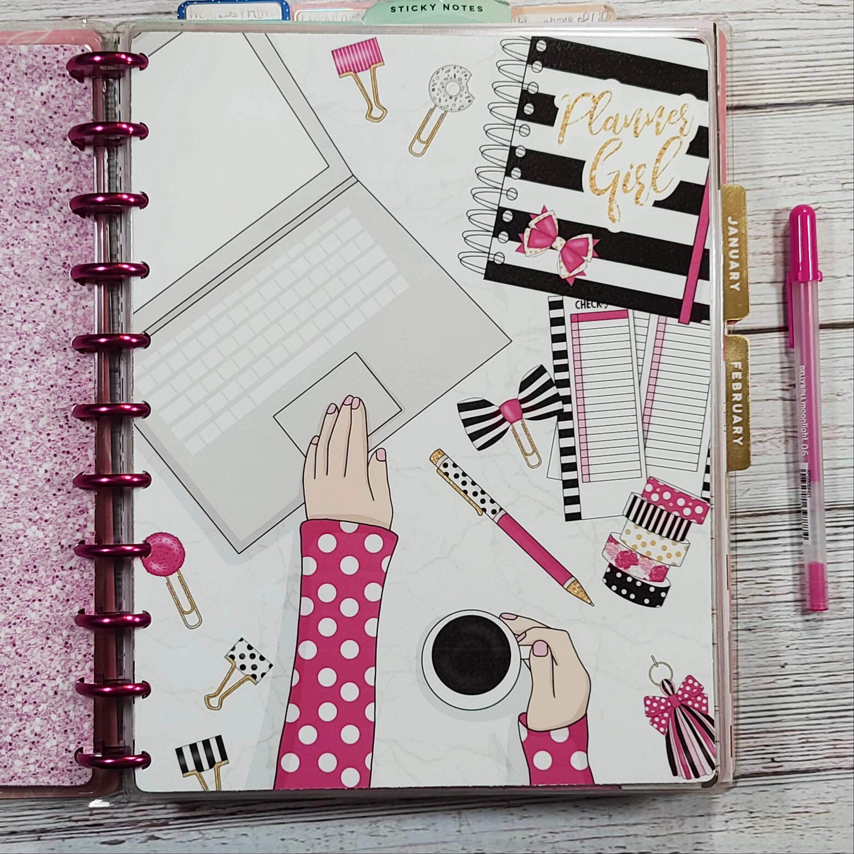 Planner Girl Pretty in Hot Pink BIG Planner Printable Dashboard/divider ...
