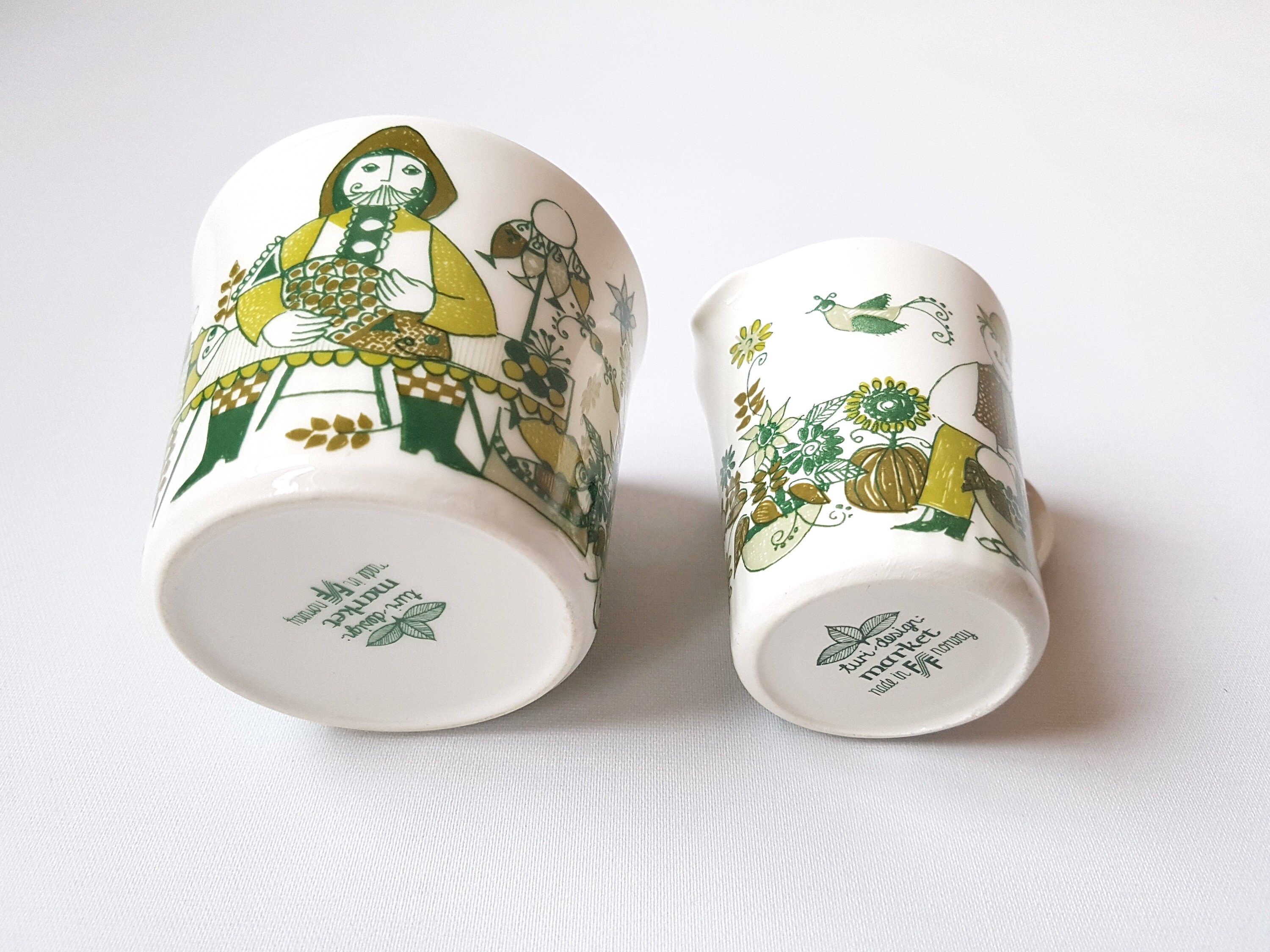 Vintage Figgjo Norway market Milk Jug and Sugar Bowl, Tea Set With Tray ...