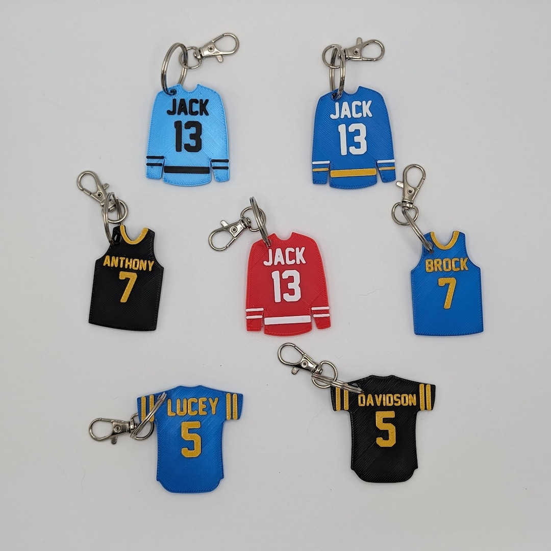 Personalized Sports Jersey Keychains - Custom Name and Number - Perfect ...