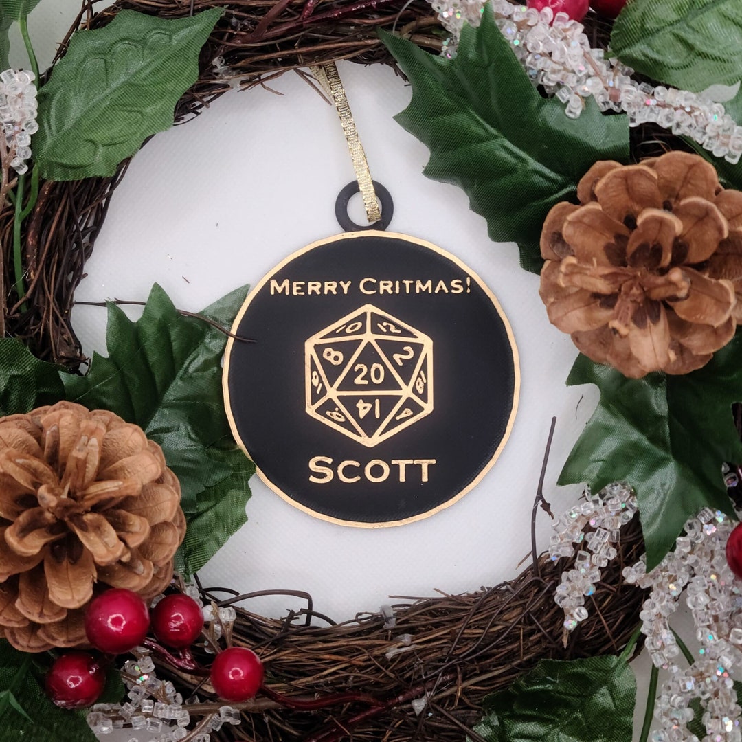 D20 Merry Critmas Ornament Personalized Dungeons and Dragons Christmas ...