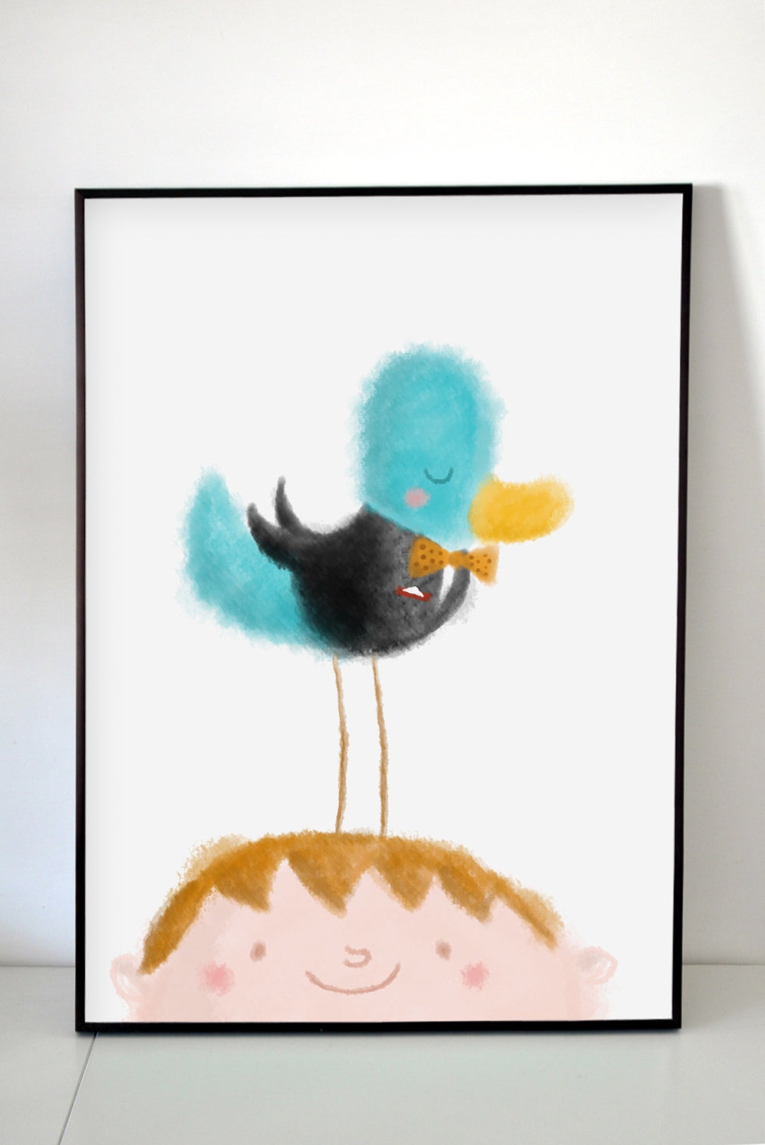 Printable Poster Bird on Head Wall Art Kids Digital Print Download ...