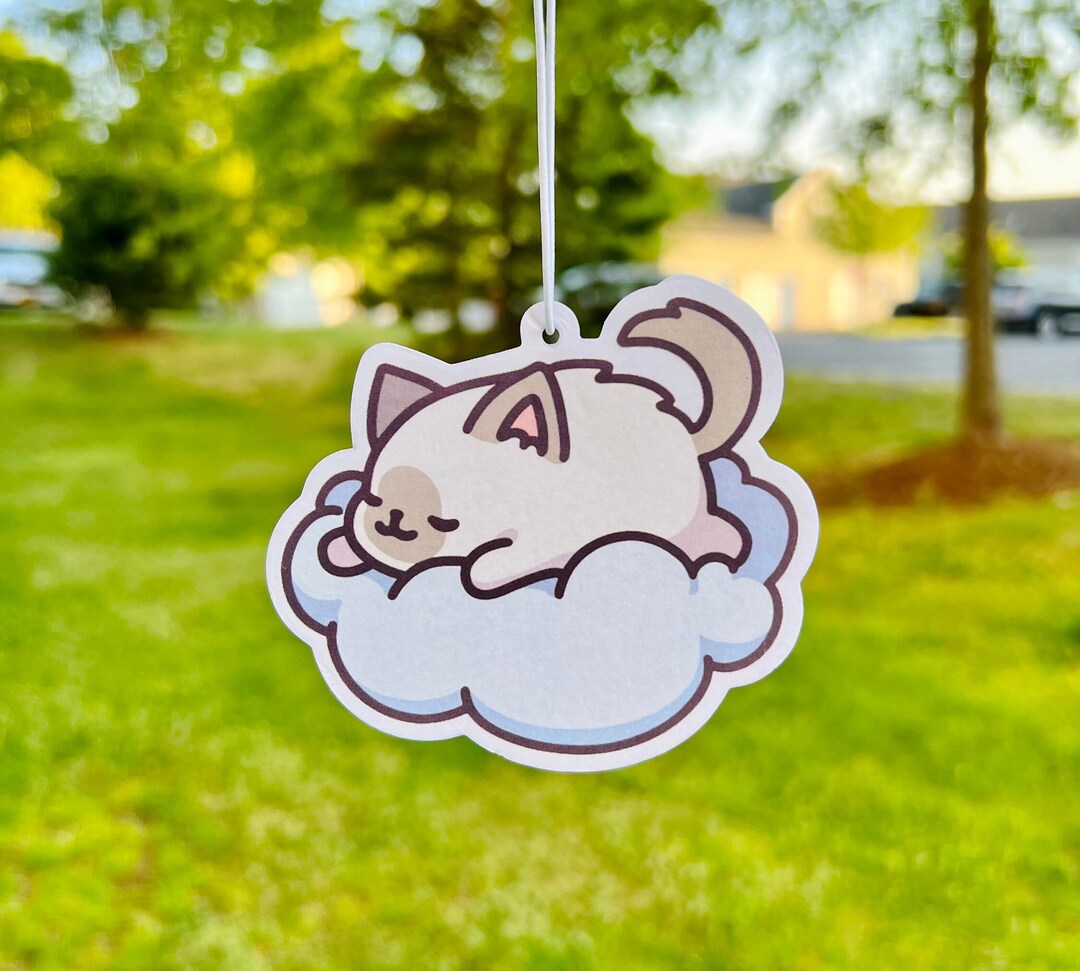 Cute Ragdoll Cat Sleeping on Cloud Car Air Freshener, Adorable Chibi ...