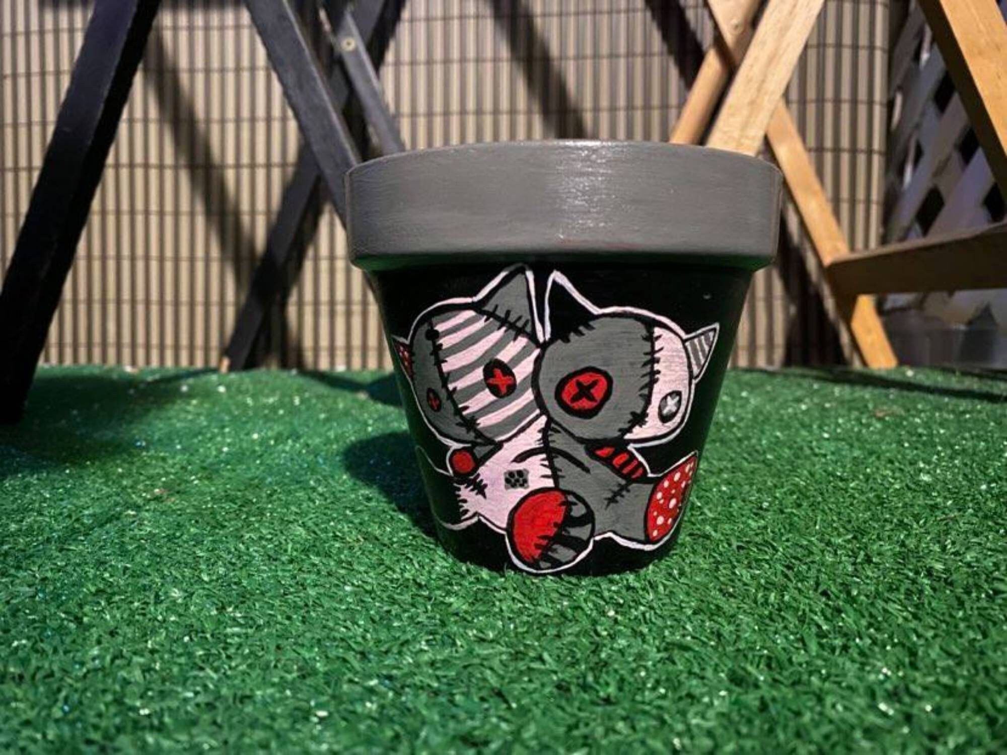 Gothic Ragdoll Patchwork Kitties Hand Painted Terra Cotta Clay ...