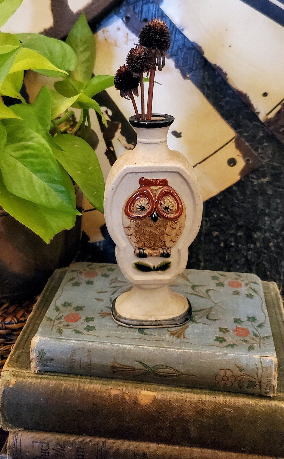 Vintage Owl Vase, Vintage Chalkware, Mid-century Modern Vase , Vintage ...