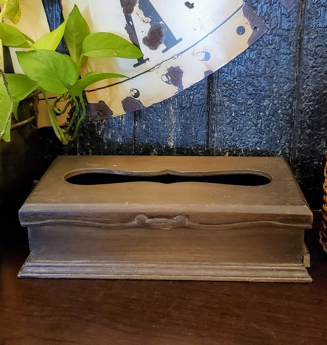 Vintage Wood Tissue Box Cover, Mid Century Tissue Box Holder, Rectangle ...