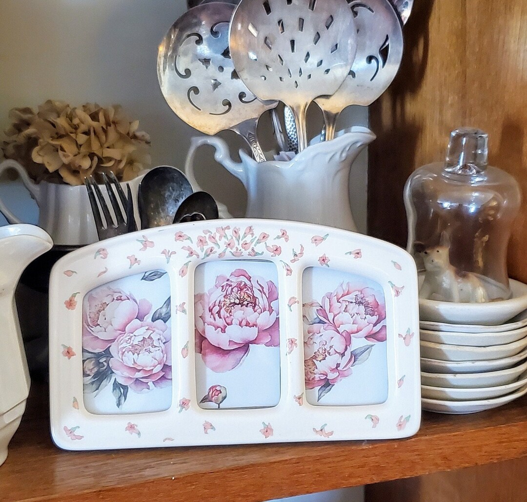 Vintage White Ceramic Picture Frame , White Floral Ceramic Frame ...