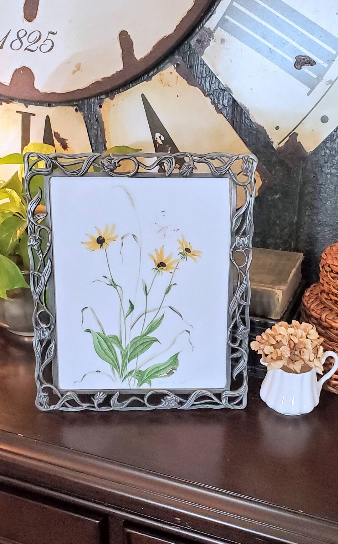 Vintage 8x10 Silver Metal Picture Frame , Brushed Silver Frame , Ornate ...