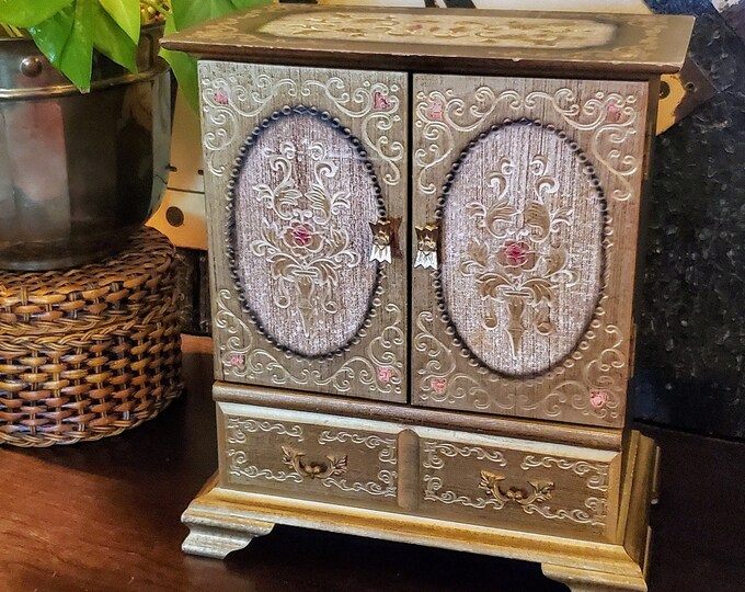 Vintage Florentine Jewelry Box , Vintage Wooden Jewelry Box , Royal ...