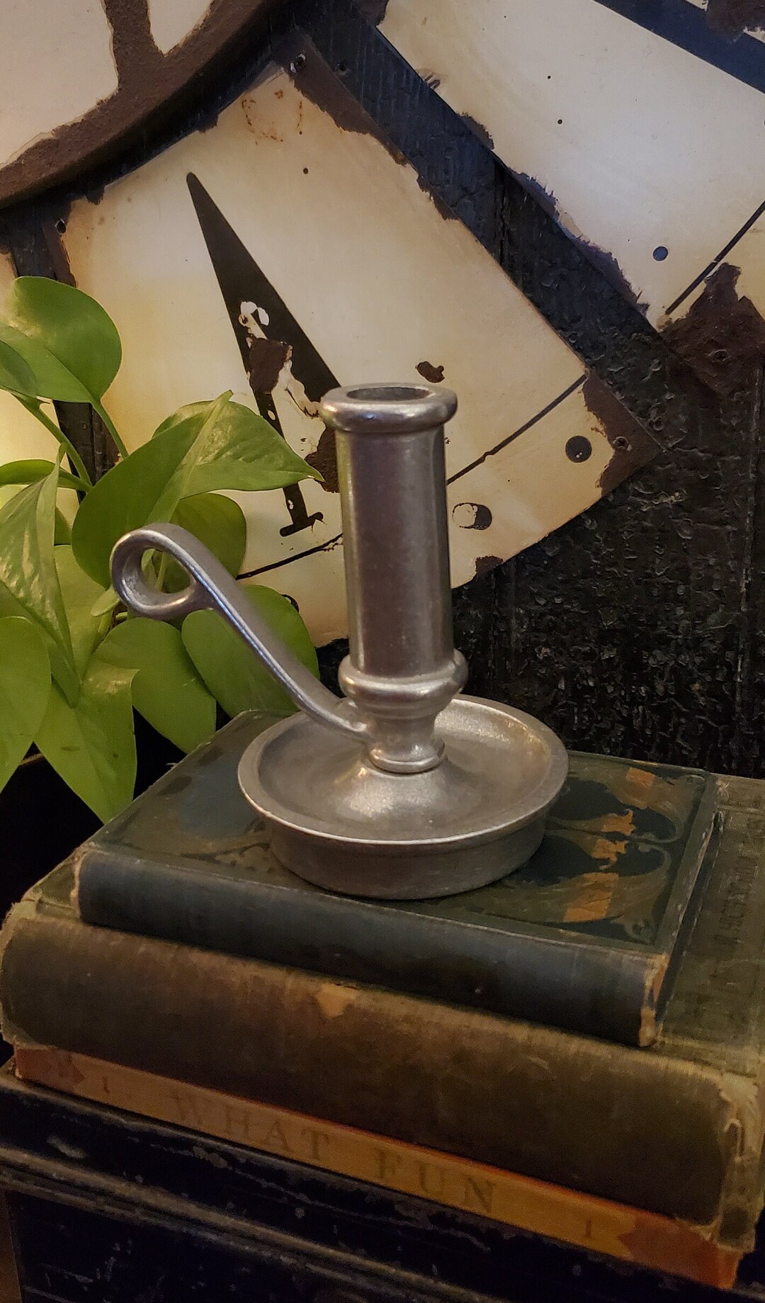 Vintage Chamber Candle Holder , Carson Pewter , Primitive Chamber ...