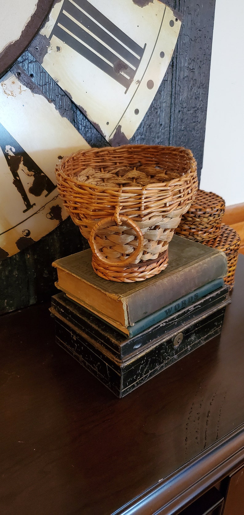 Vintage Rattan Basket Vintage Wicker Basket Wicker Basket - Etsy