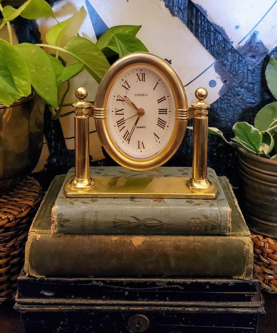 Vintage Linden Brass Quartz Alarm Clock, Mini Linden Oval Clock, Retro ...