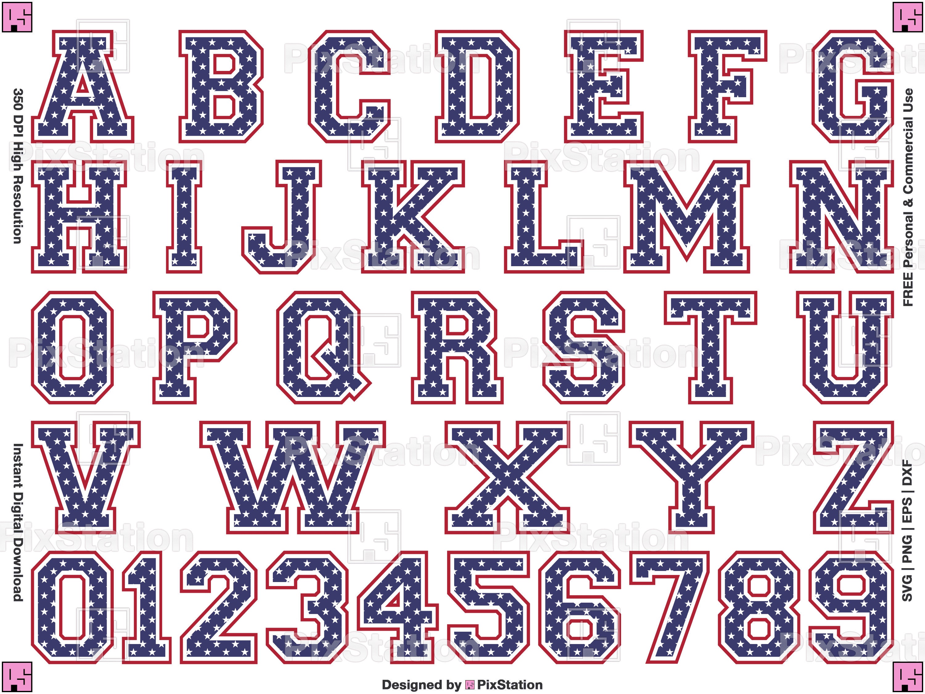 Varsity Patriotic Alphabet Patriotic Lettersusa Independence - Etsy