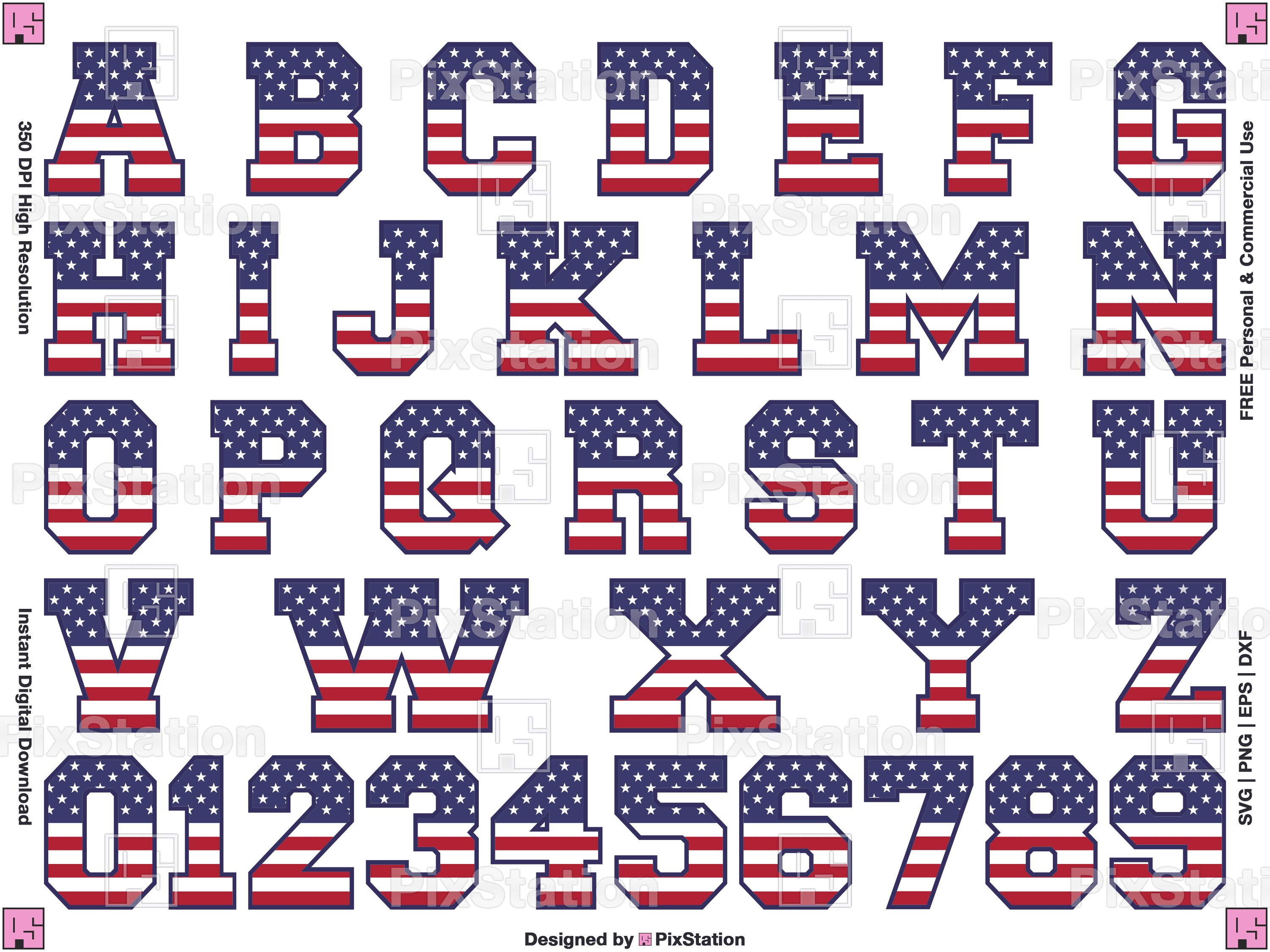 Varsity USA Flag Alphabet Patriotic Lettersusa Independence - Etsy