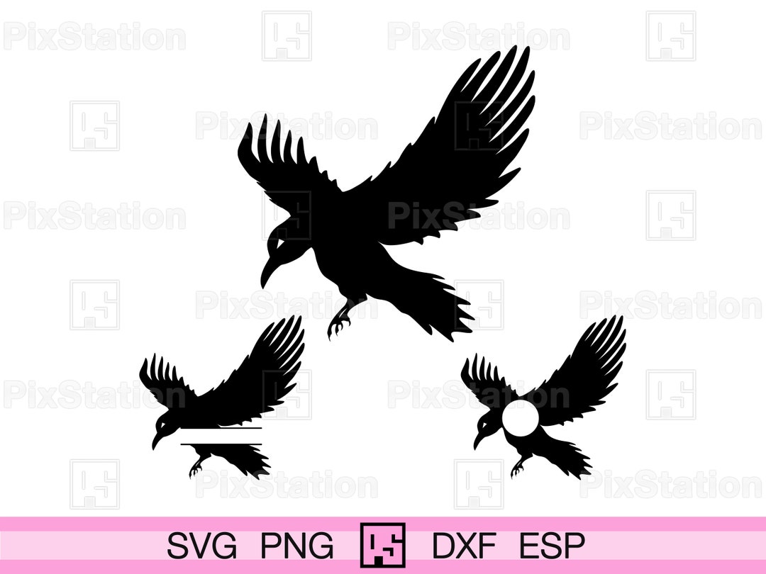 Halloween Crow Svg Monogram, Raven Split Svg, Png, Dxf, Scary Shirt ...