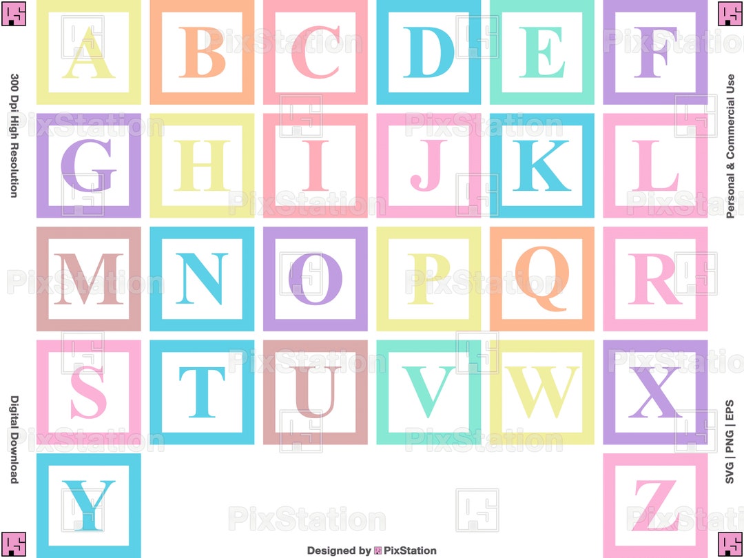 Pastel Alphabet Blocks Svg, Building Blocks Svg, Block Font Svg, Block ...