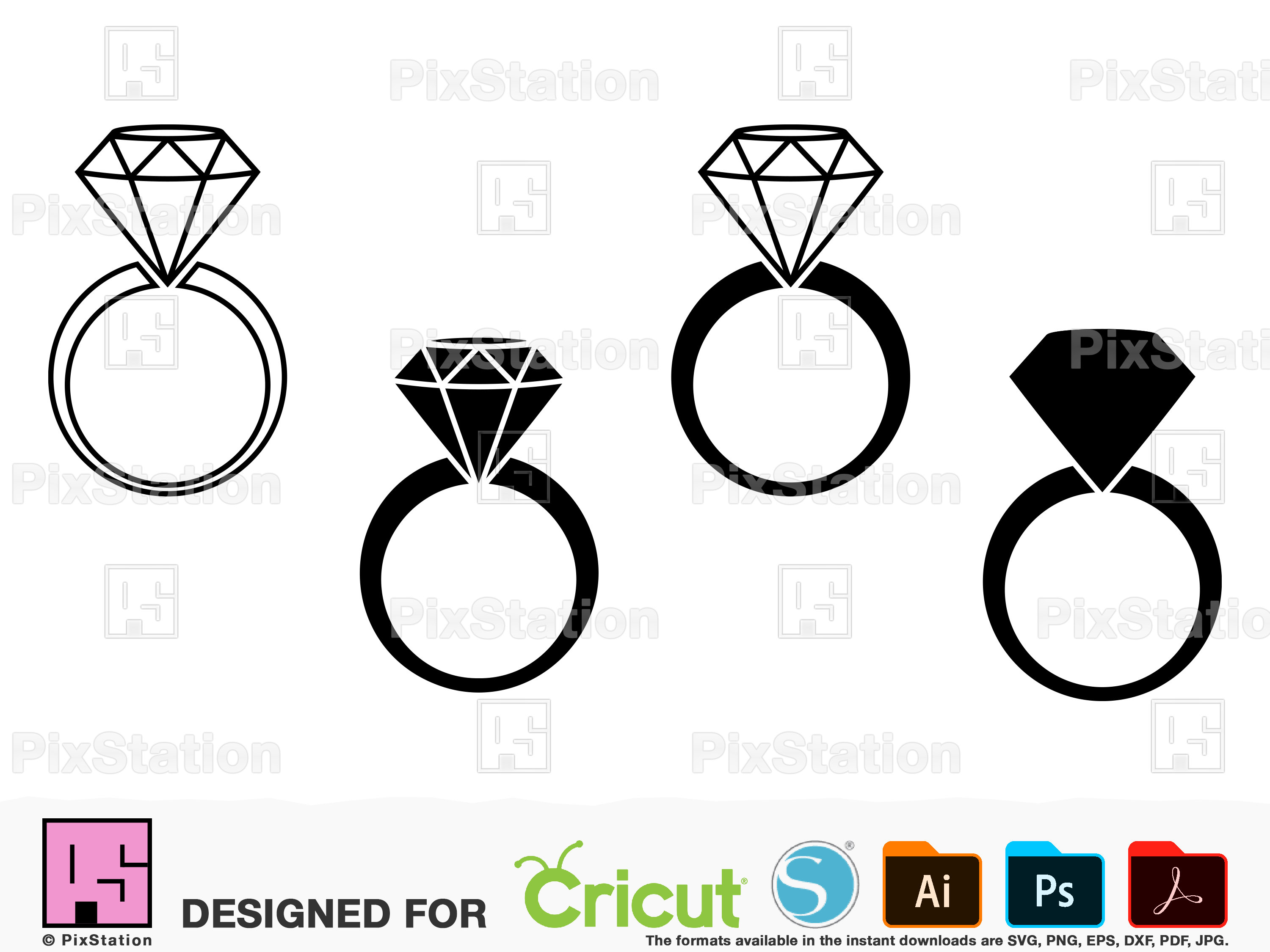 Wedding Ring Svg Diamond Ring Svg Clip Art Vector Dxf Pdf Jpg | Etsy