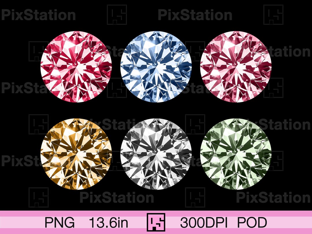 Round Diamond Png Set, Silver Round Brilliant Clipart Png, Pink Round ...