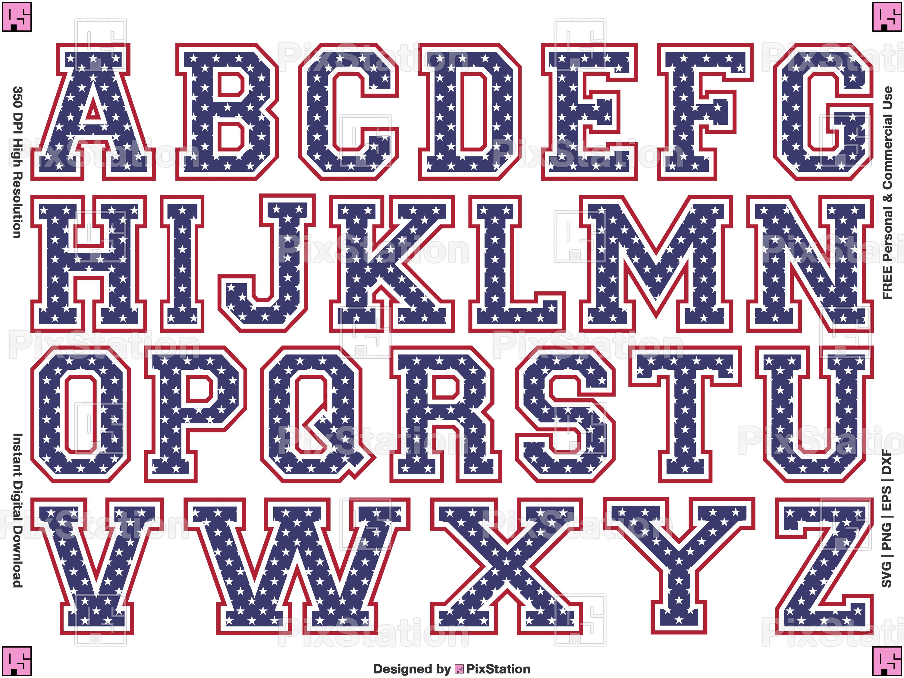 Varsity Patriotic Alphabet Patriotic Lettersusa Independence - Etsy