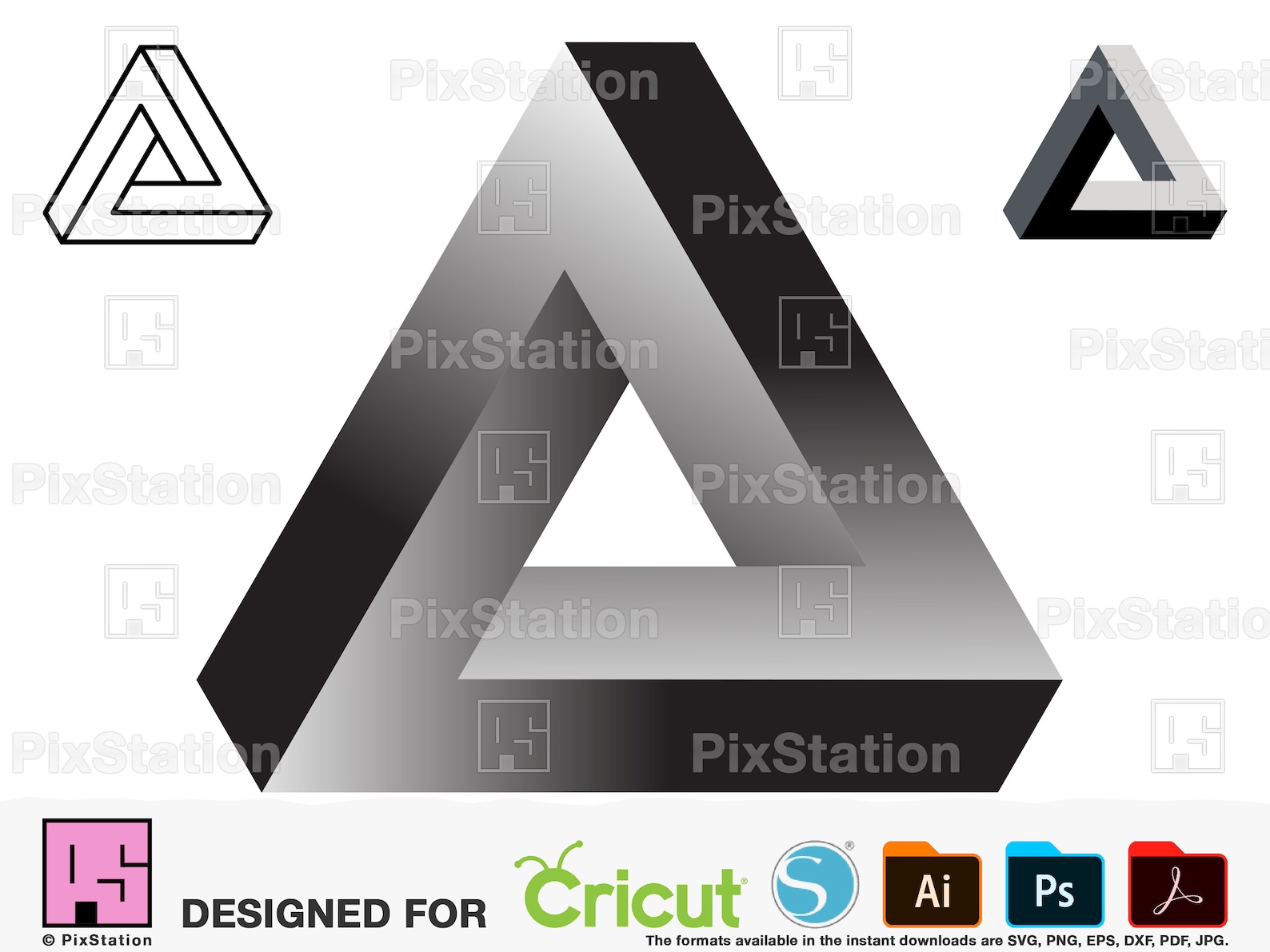 Penrose Triangle Optical Illusion Penrose Triangle Art - Etsy