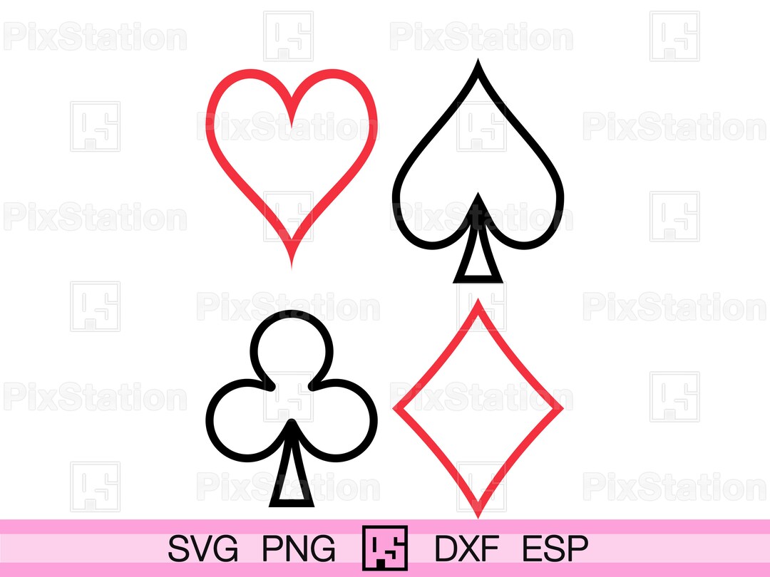 Outline Playing Card Suit Svg, Spade Club Heart Diamond Poker Playing ...