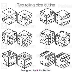Two Dice Outline Svg, Dice Set Svg, Dice Rolling Svg, Black Dice Svg ...