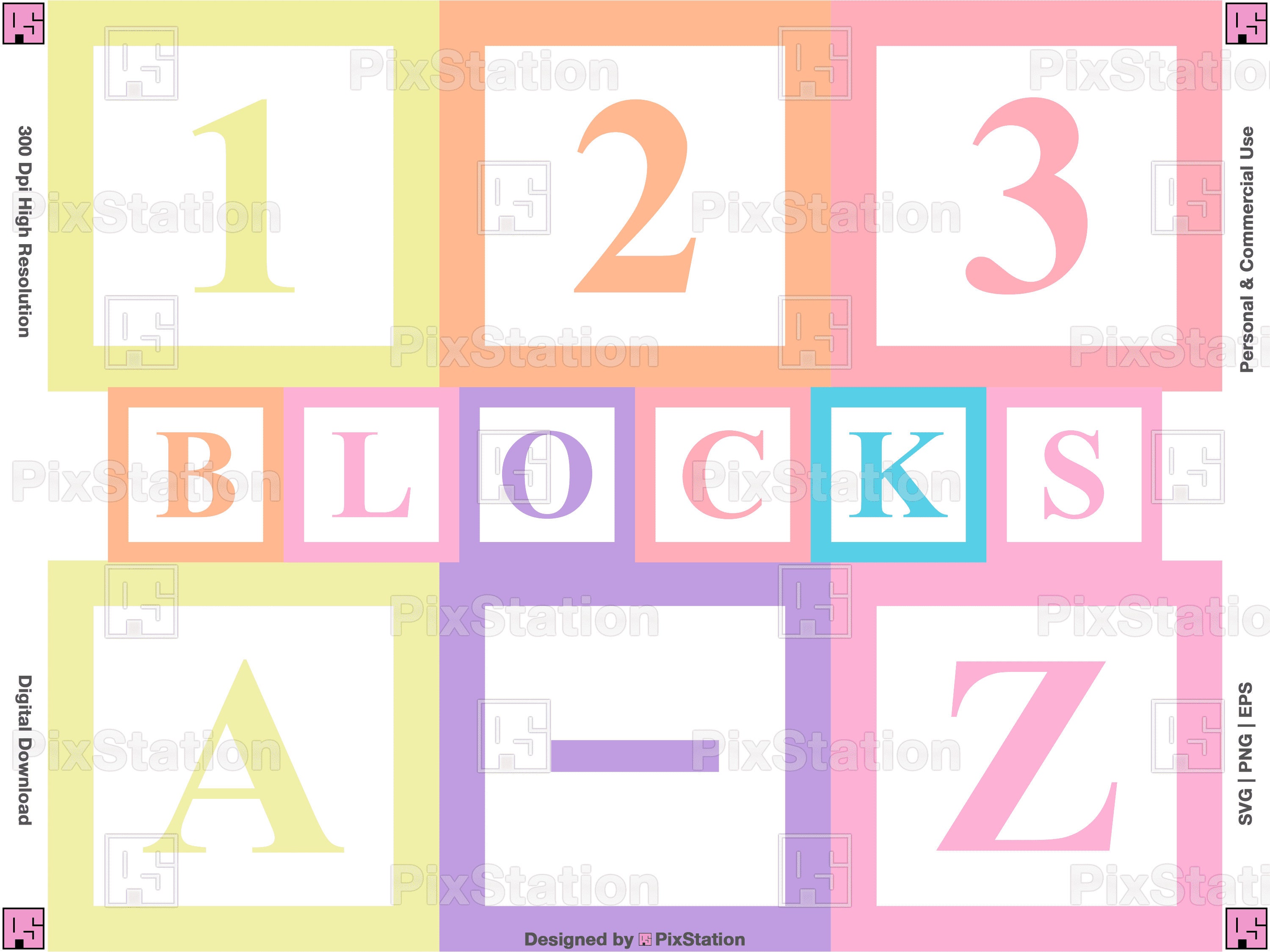 Pastel Alphabet Blocks Svg Building Blocks Svg Block Font - Etsy
