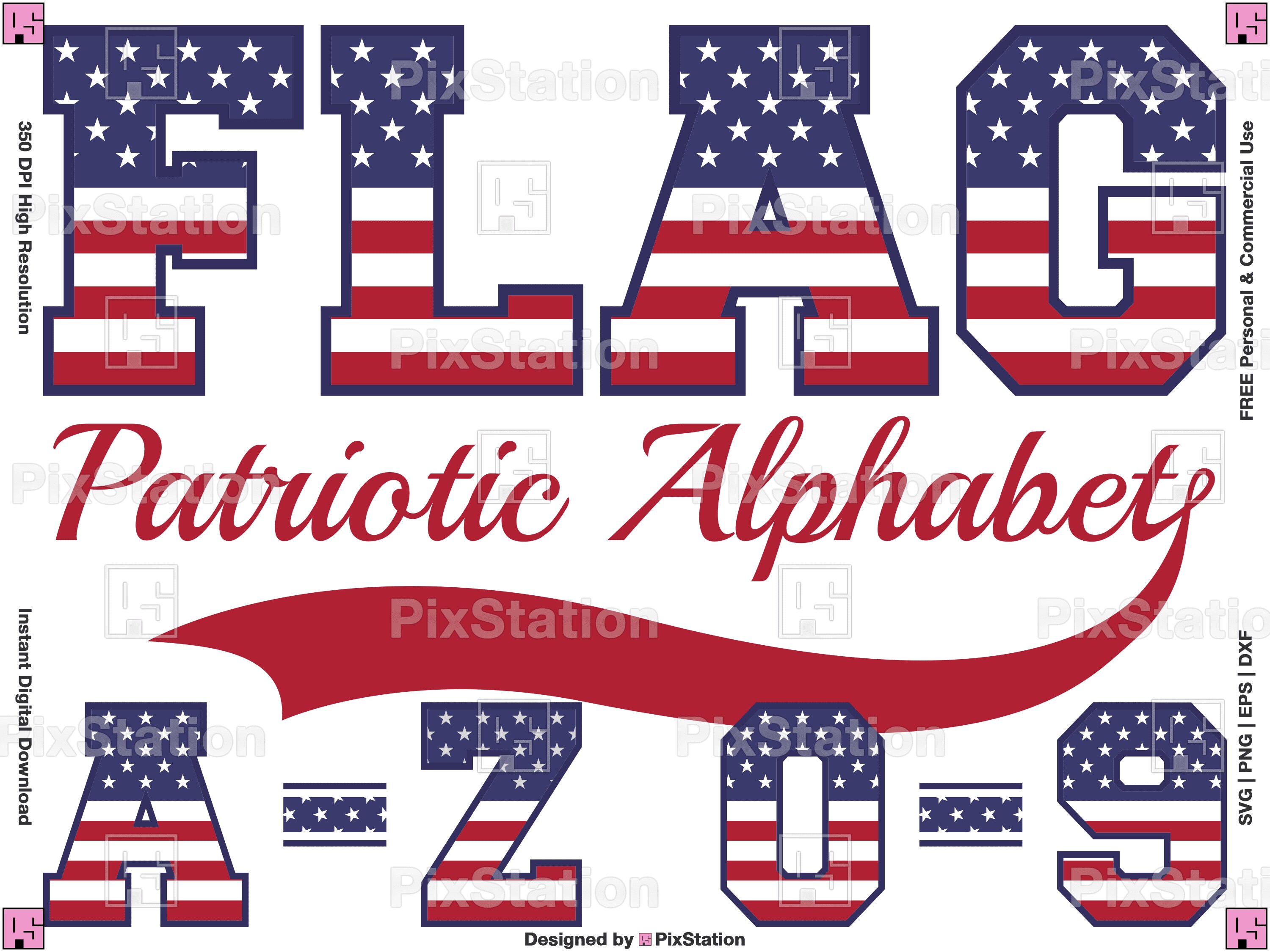 Varsity USA Flag Alphabet Patriotic Lettersusa Independence - Etsy