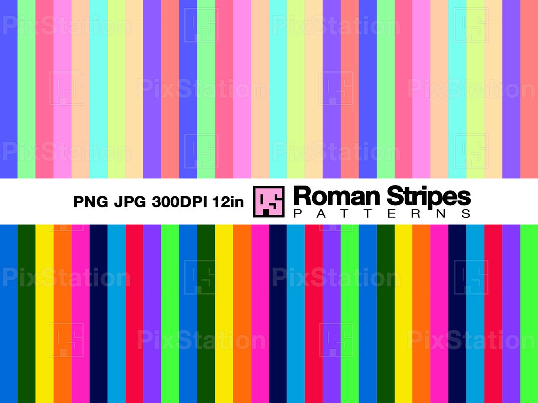 Roman Stripes Digital Paper: Multicolor Vertical Pattern (PNG, JPG) - Etsy