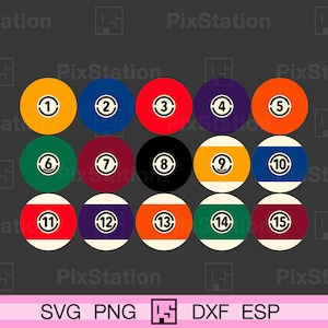 Pool Balls Svg Bundle, Pool Balls Svg, Billiard Balls Clipart Png ...