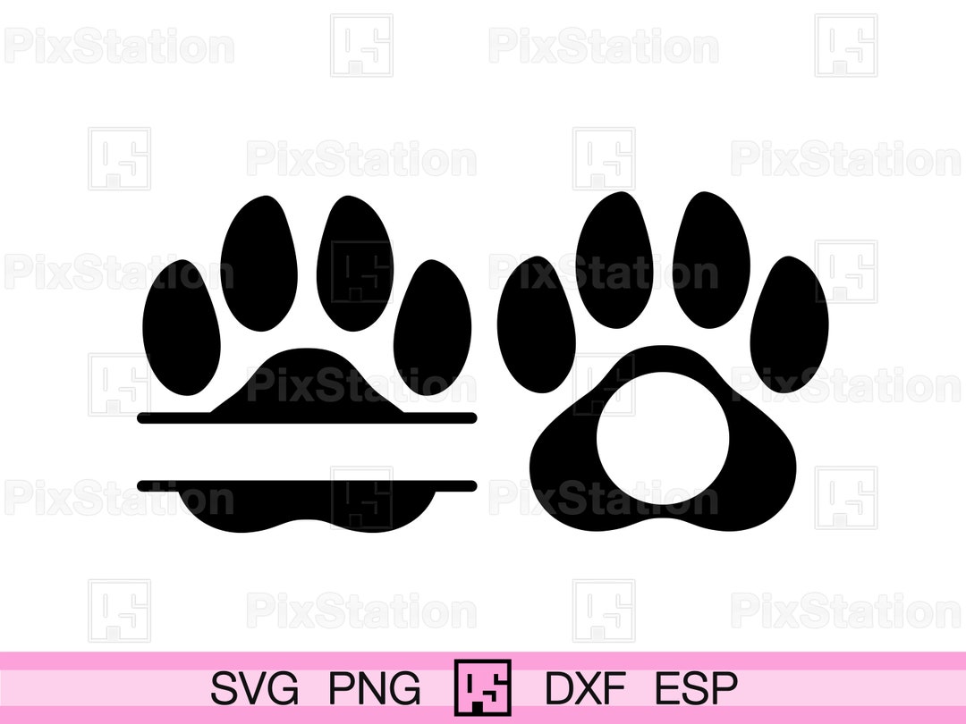 Paw Svg Monogram, Split Animal Paw Footprint Png, Dxf, Svg Decal Cut ...