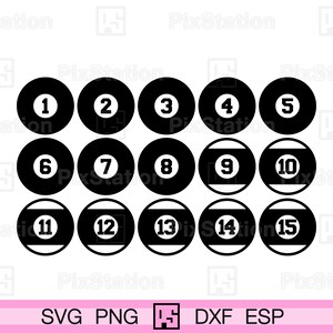 Classic Pool Balls Svg, Black Pool Balls Svg, Billiard Balls Clipart ...