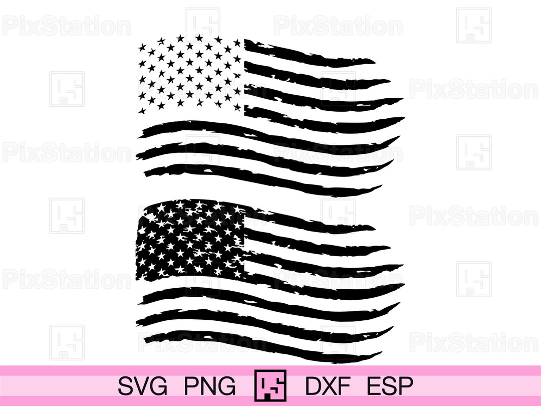 Distressed Wavy American Flag SVG: 4th of July Patriotic Design ...