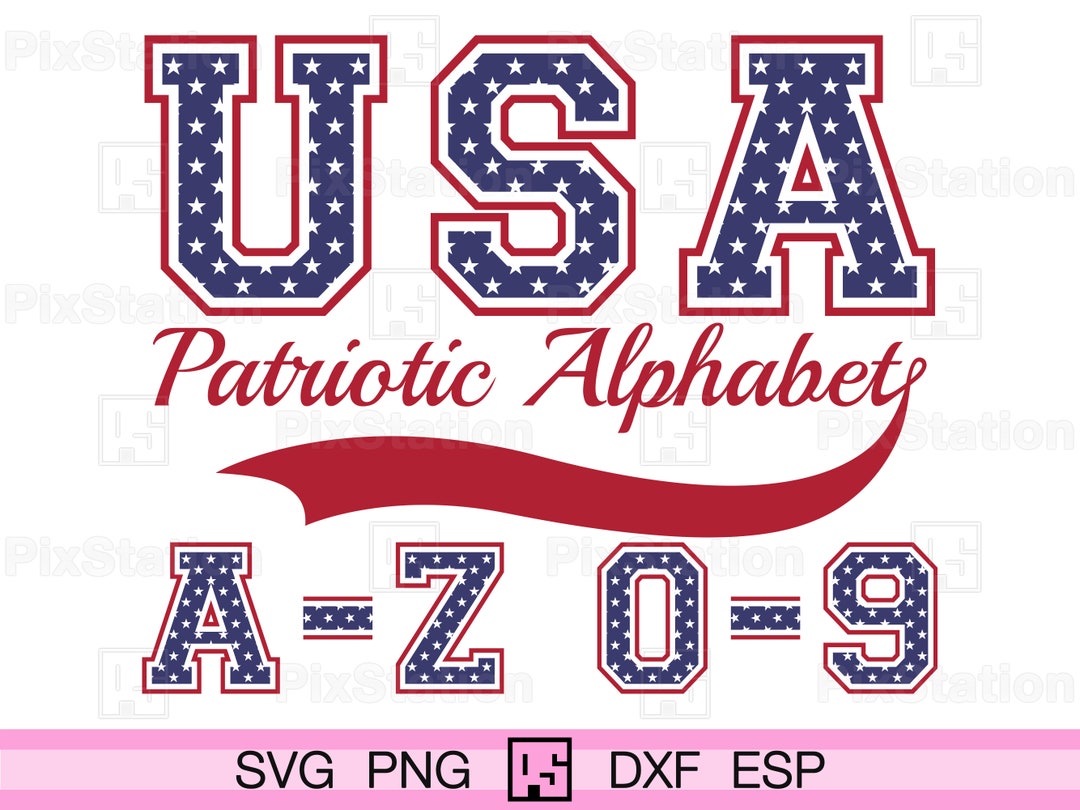 Varsity Patriotic Alphabet, Patriotic Letters,usa Independence Day, 4th ...