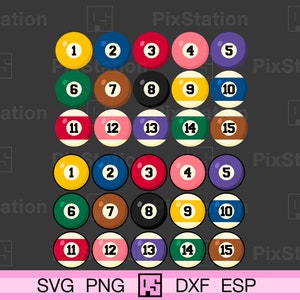 Pool Balls SVG Bundle: Billiard Clipart, Cricut & Silhouette Cut Files ...