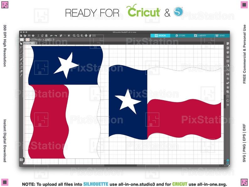 Two Waving Texas Flags Svg Dxf Png Wave Texas Flag Svg 4th - Etsy