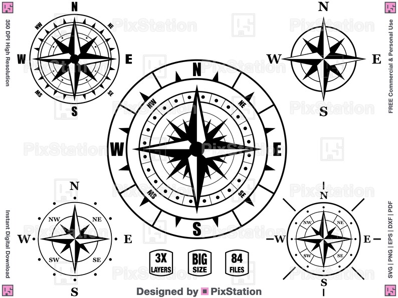 Compass Svg Compass Rose Svg Nautical Compass Svg Adventure - Etsy