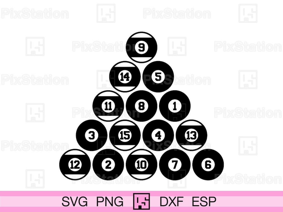 Classic Pool Balls Svg, Black Pool Balls Svg, Billiard Balls Clipart ...