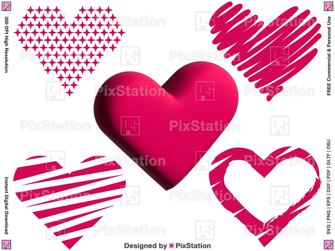 Red Heart Bundle Svg, 3D Heart Svg, Valentines Day Svg, Love Svg, Heart ...