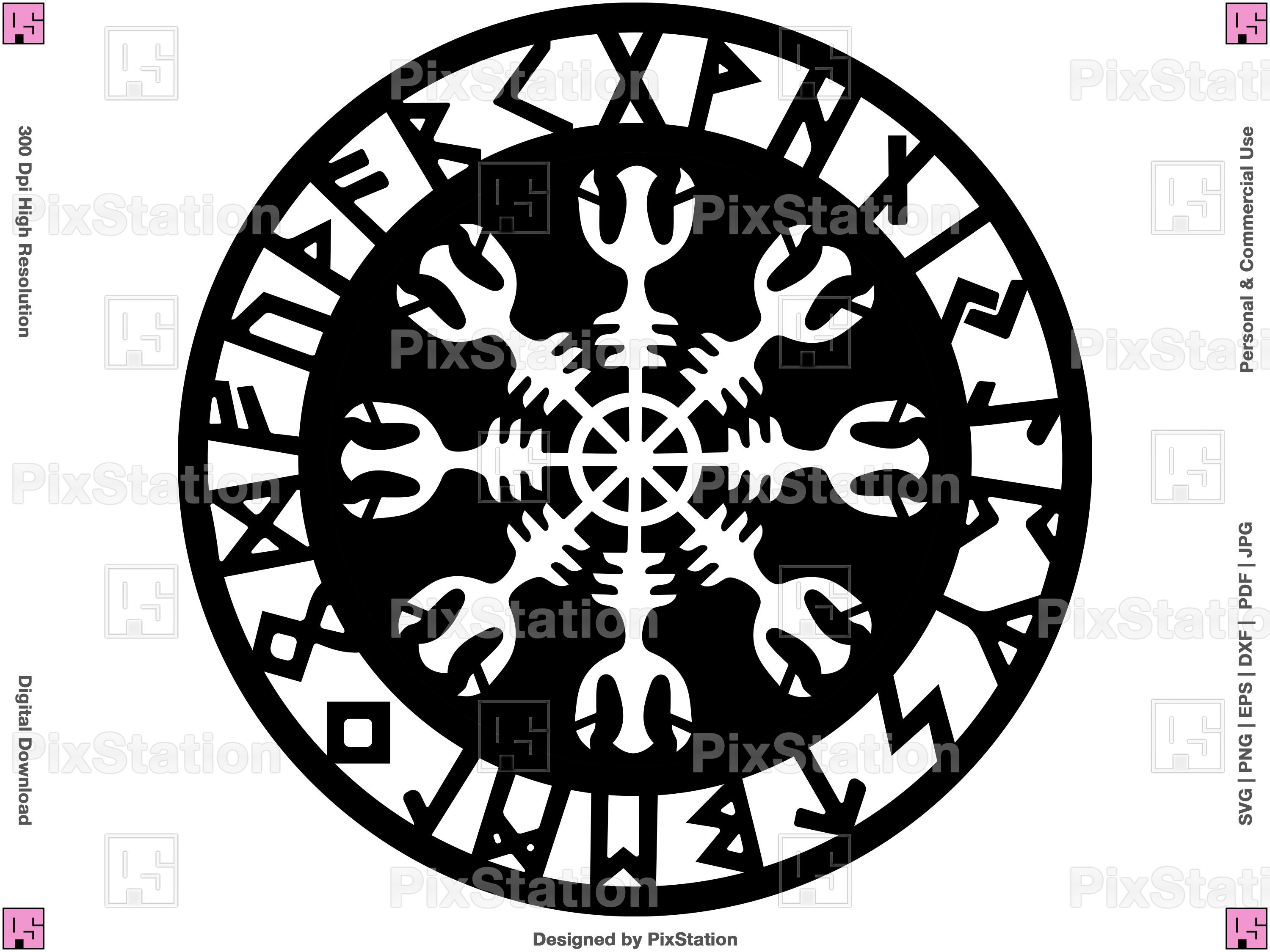 Helm of Awe Svg Vegvisir Svg Viking Runes Svg Svg Esp Dxf | Etsy Israel