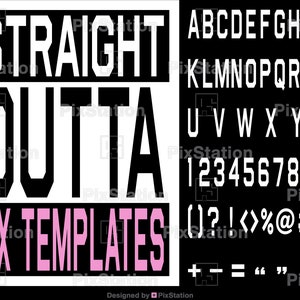 4x Straight Outta Blank Template Bundle Svg With Letters Numbers and ...