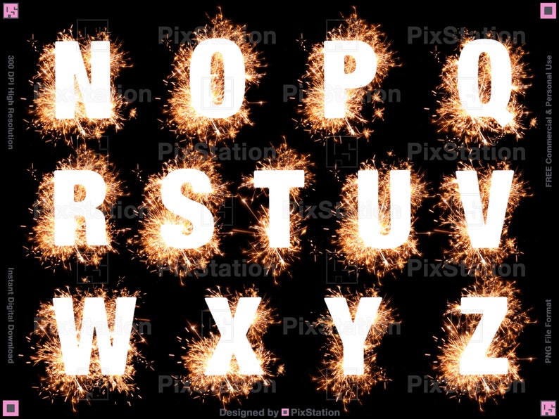 Christmas Sparkle Alphabet Png Bengal Fire Letters Png - Etsy