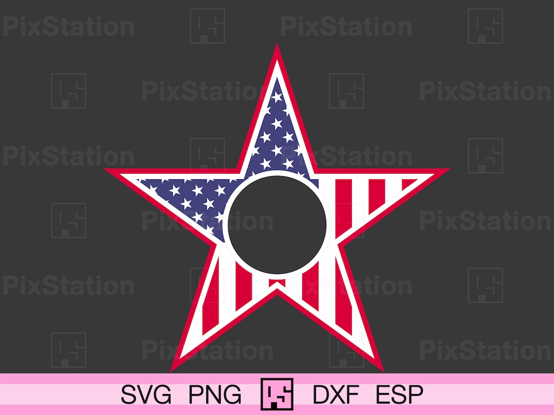 American Flag Star Monogram Svg, Patriotic Star Svg, 4th of July Svg ...