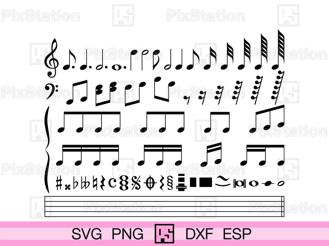 62 Music Notes Bundle Svg, Treble Clef, Bass Clef, Clef Svg, Treble Svg ...