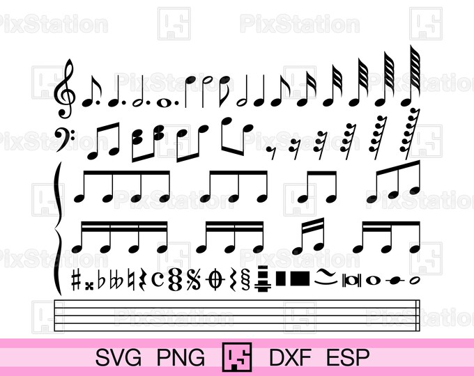 Treble Clef Svg, Bass Clef Svg, Heart Svg, Music Notes Svg, Music ...