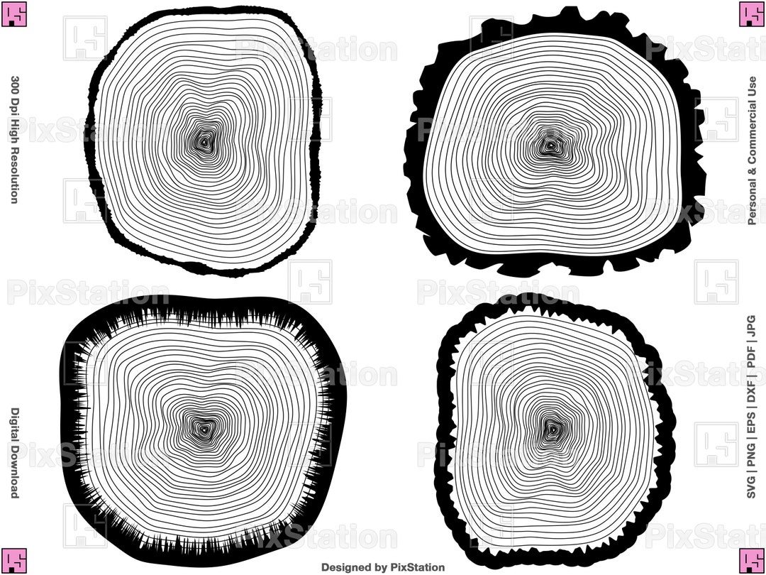 Tree Rings Svg, Tree Stump, Wood Log, Lumberjack, Svg Esp Dxf Jpg Png ...