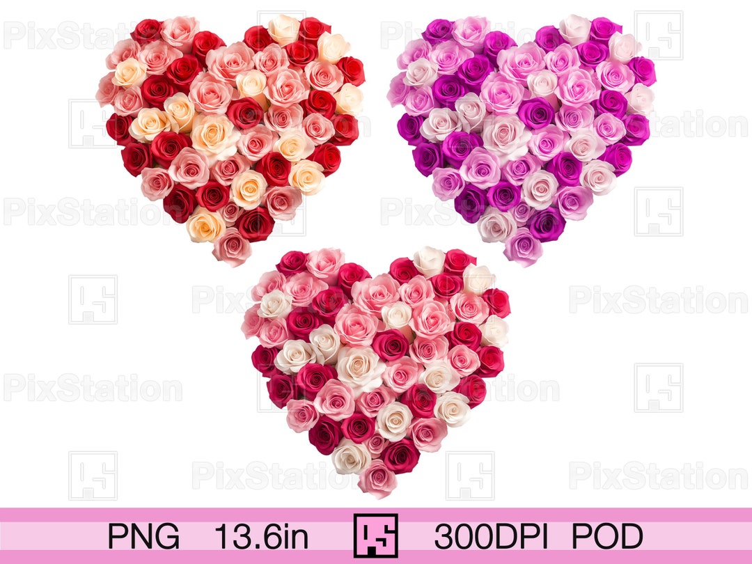 Pink Rose Heart Png, Valentines Purple Rose Heart Png, Pink Wedding ...