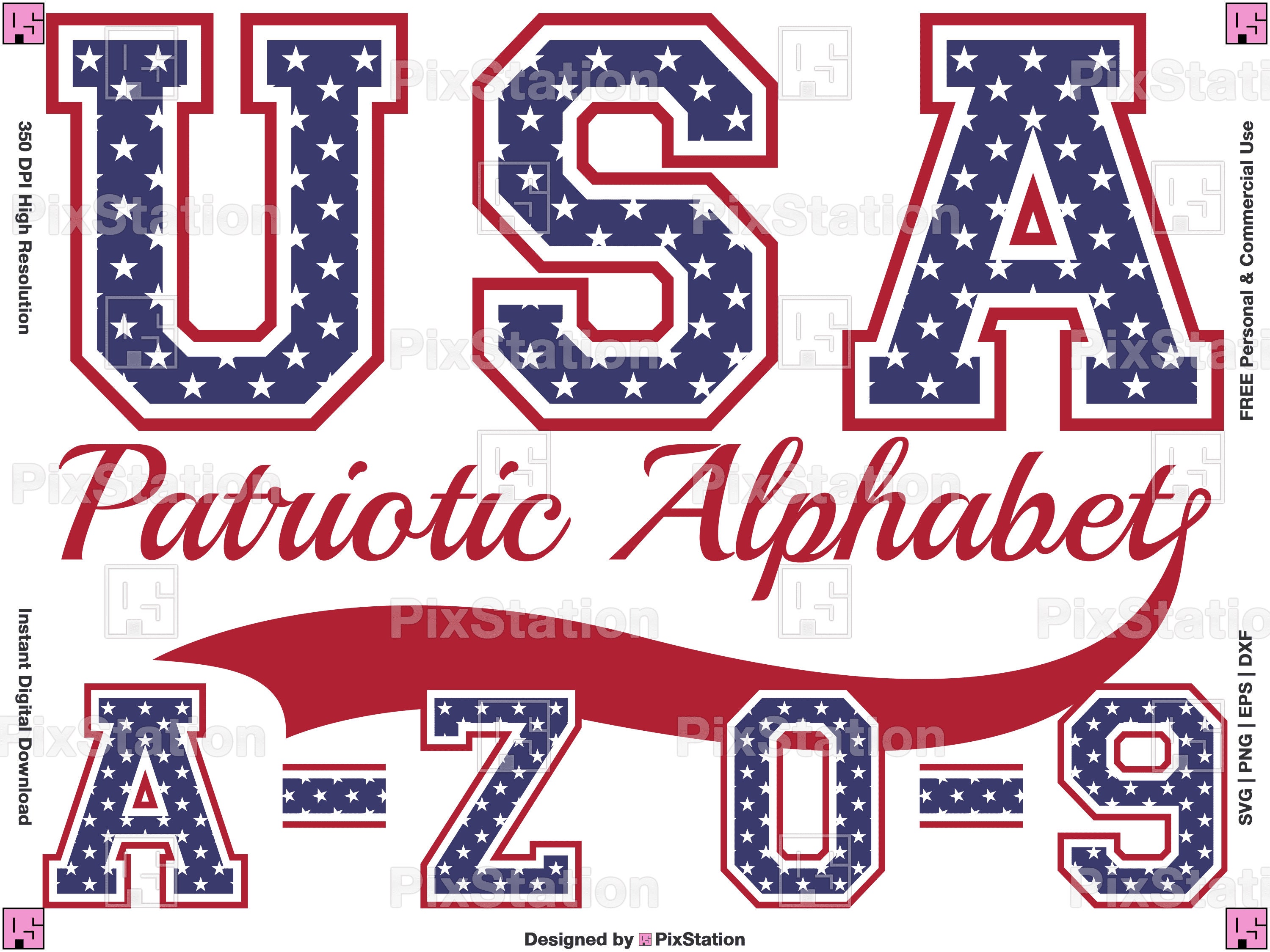 Varsity Patriotic Alphabet Patriotic Lettersusa Independence - Etsy